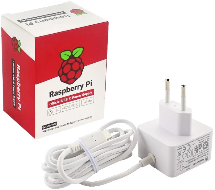 Official Raspberry Pi 4 4B Power Supply, Output: 5.1V / 3A, USB-C, 1.5m ...